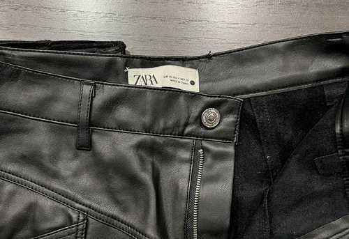 Кожаные брюки женские zara