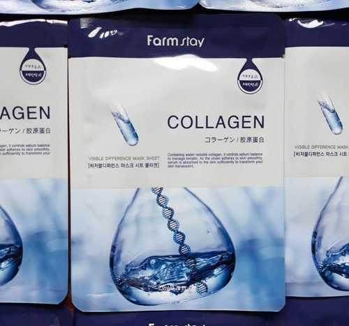 Корея Маски Тканевые Collagen FarmStay 10шт до2025