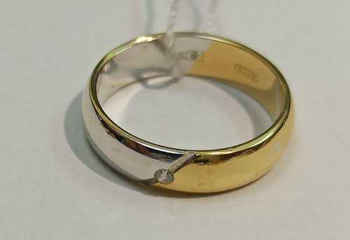 Золотое обручальное кольцо с бриллиантом 750 пробы