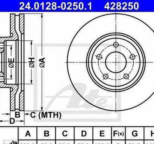 Передний тормозной диск ATE, 24012802501