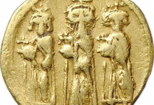 Золотая Монета Солид 610-641 Ираклий I, Константин
