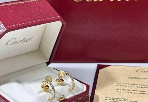 Золотые серьги Cartier с цирконами