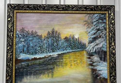Картина в раме Пейзаж зимний