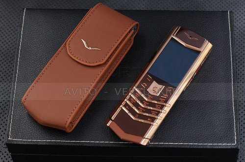 Vertu Signature S Design Red Gold Brown с чехлом