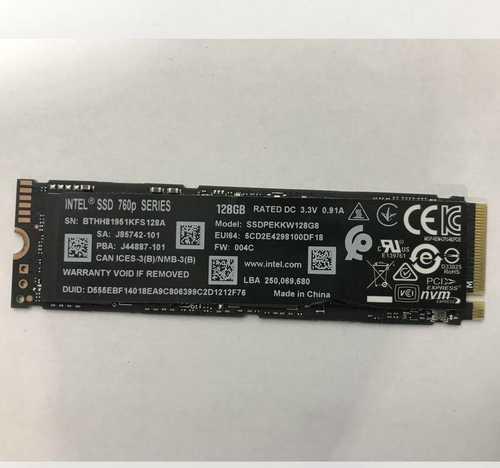 SSD Intel 760p Series 128Gb. M.2 2280