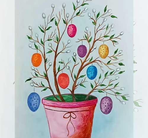 Пасхальный рисунок для школы, детского сада
