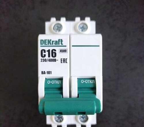Автоматический выключатель 16А С 2п 4.5кА DEKraft
