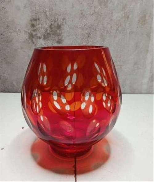 Ваза цветное красное рубиновле стекло СССР вазочка