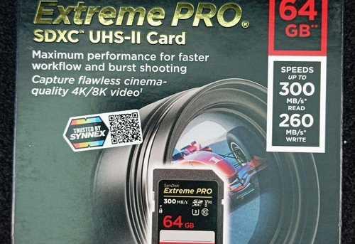 Карта памяти V90 UHS-II 64Gb SanDisk Extreme PRO