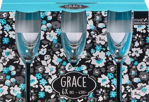 Фужеры для шампанского «Grace» на черн.ножке6шт Gr