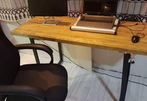 Компьютерный стол лофт из массива сосны 60х150 см