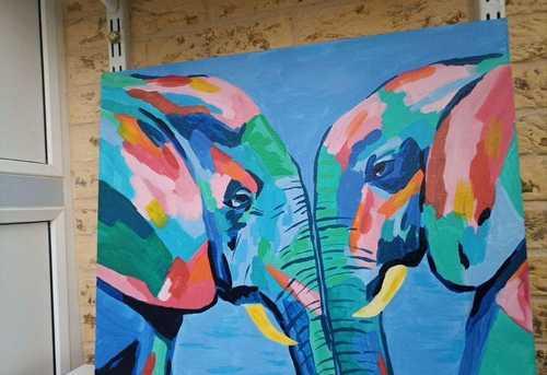 Африканские слоны, интерьерная картина