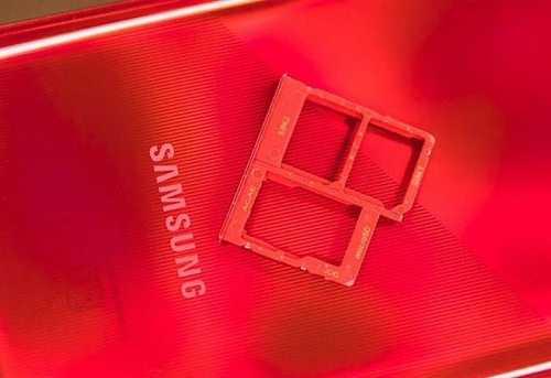 Лоток симкарты Samsung A41 красный