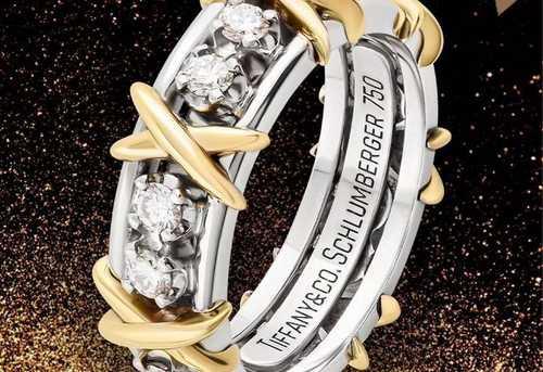 Золотое кольцо с бриллиантами Тиффани