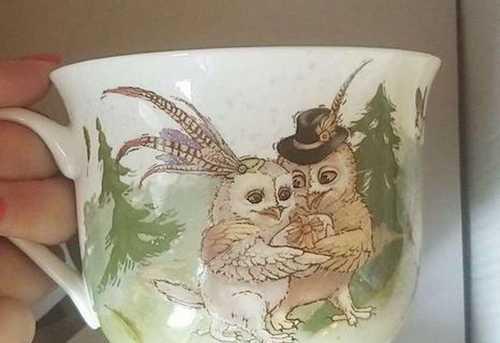 Чашка, чайная пара совы