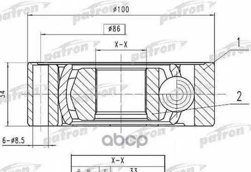 PCV1787 ШРУС внутренний 33X100 audi 80/A4 quatt