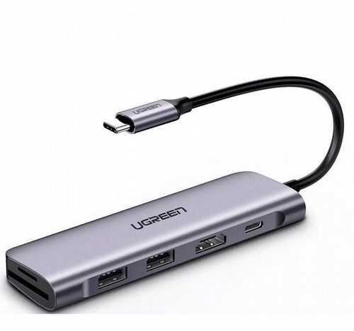 Адаптер ugreen USB-C to 2 Ports USB3.0-A + hdmi +