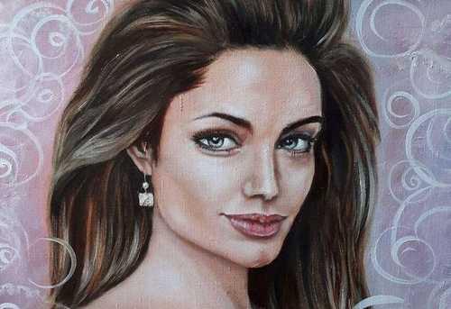 Картина портрет Джоли интерьерная, холст, масло