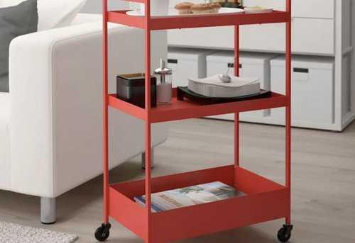 Тележка на колесах IKEA ниссафорс красного цвета