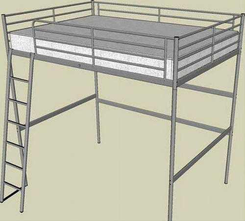 Кровать чердак IKEA 140х200 с 2 матрасами