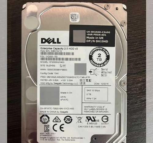 Dell 2.5" HDD SAS 2Tb