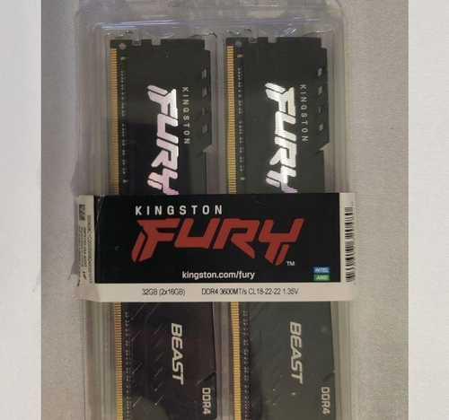 Оперативная память kingston fury 216 gb 3600 мгц