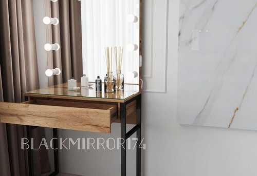 Макияжный стол лофт с безрамным зеркалом