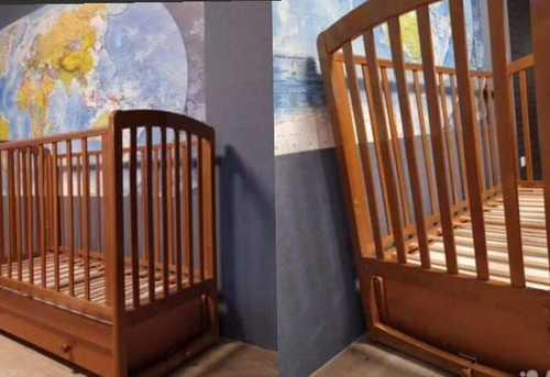 Кровать для новорожденных+матрас+борт