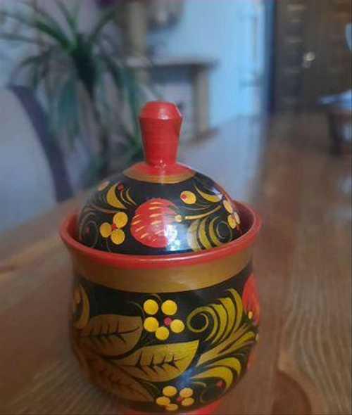Солонка деревянная Хохлома новая