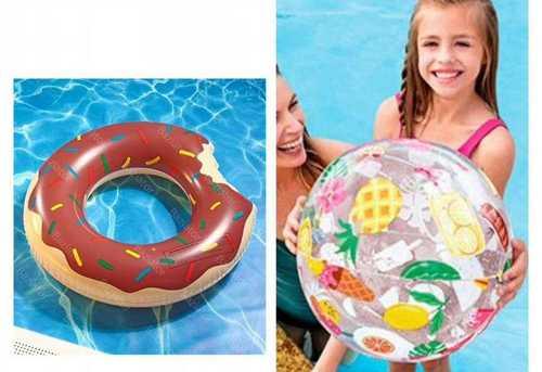 Надувной круг-пончик (детский), пляжный мяч
