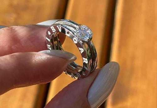 Серебряное двойное кольцо bvlgari