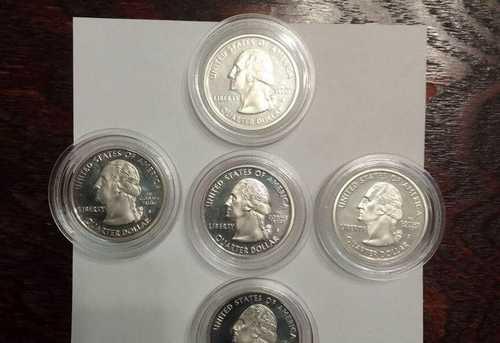 Монеты США 25 центов серебро