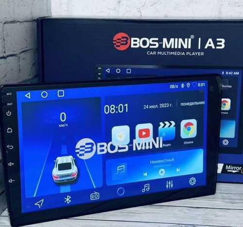 Магнитола android 9 дюймов 2 din bos mini a3