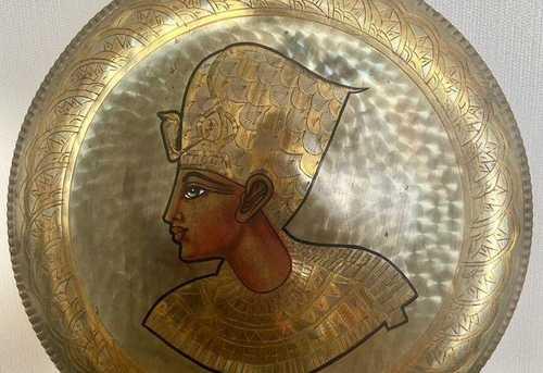 Настенная декоративная тарелка медная Тутанхамон