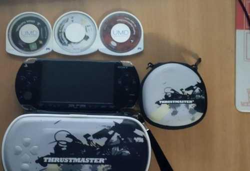 PSP fat + чехол +3 диска