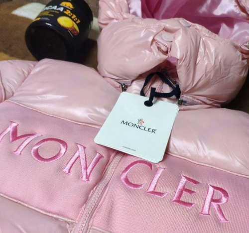 Пуховик moncler с nfc розовый