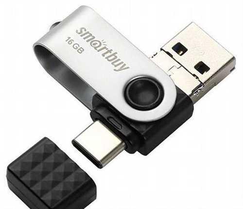 USB флешка с microUSB и type C SmartBuy 3.0 16GB