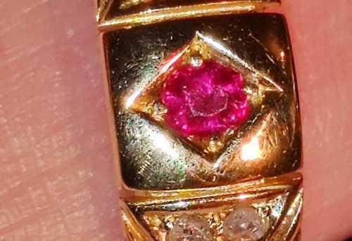 Антикварное кольцо из золота 750 с рубином