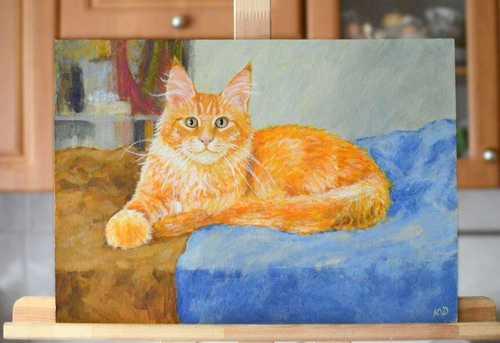 Картина рыжий кот Мейн-кун подарок