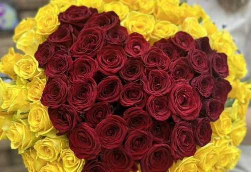 101 роза сердце букеты из роз с доставкой