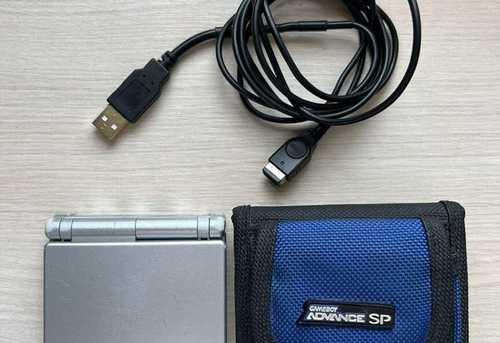 Gameboy Advance SP (серебро) с чехлом