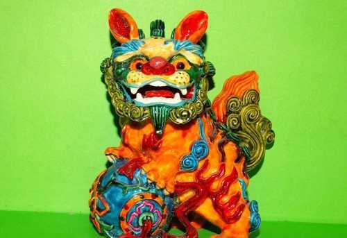 Статуэтка дракон старый Китай лаковая резьба