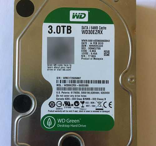 Жёсткий диск WD Green 3Tb. S.M.A.R.T. BAD