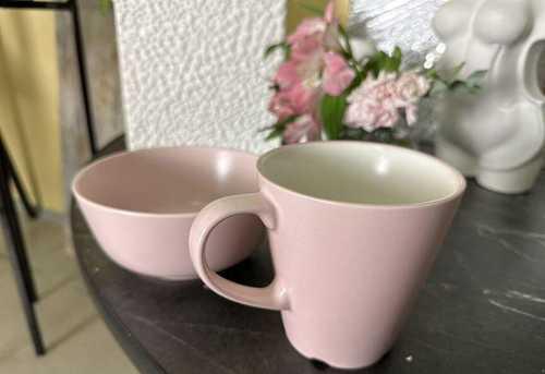 Чашка + тарелка Икеа кружка IKEA розовая