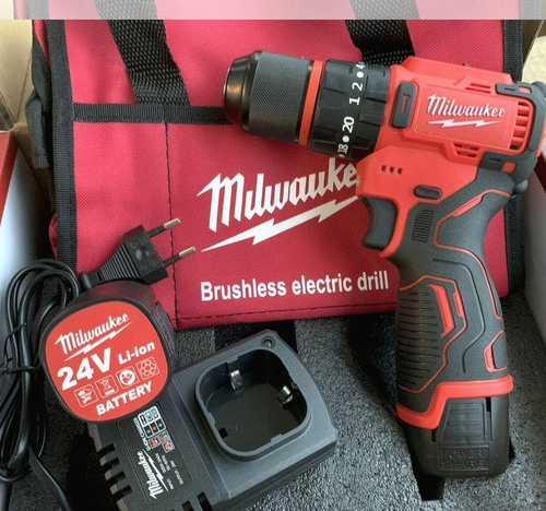 Шуруповёрт дрель ударный Milwaukee 24V бесщеточный