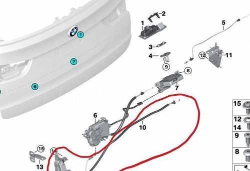 Новый оригинал замок багажника BMW E70 F15 F85