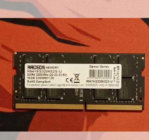 Оперативная память DDR4 sodimm 16Gb, 3200MHz Radeo