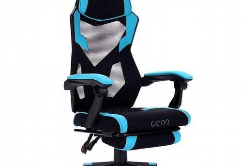 Игровое кресло из ткани черно-голубое