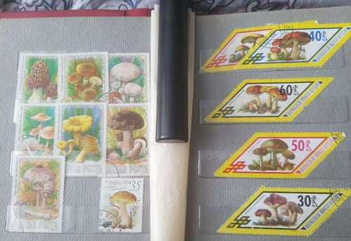Цветы,жуки,грибы,бабочки на почтовых марках