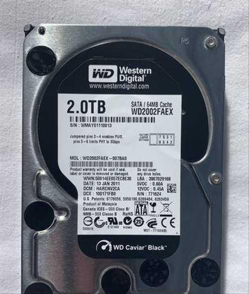Продаю жесткий диск для пк 2тб WD2002faex